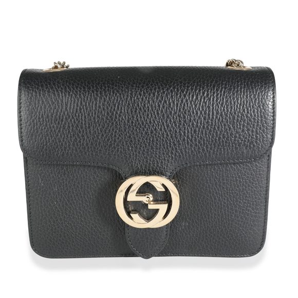 Gucci | Bags | Gucci Black Calfskin Small Interlocking G Dollar Bag ...